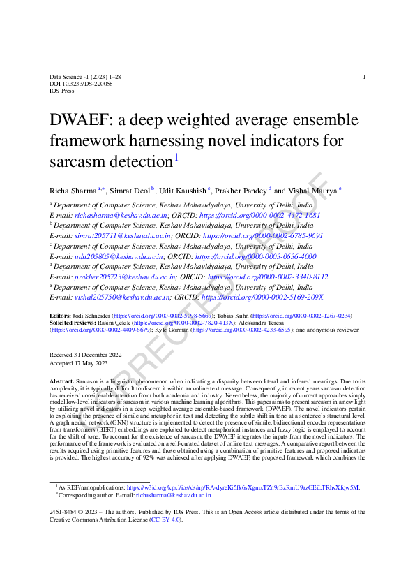 (PDF) DWAEF: a deep weighted average ensemble framework harnessing ...