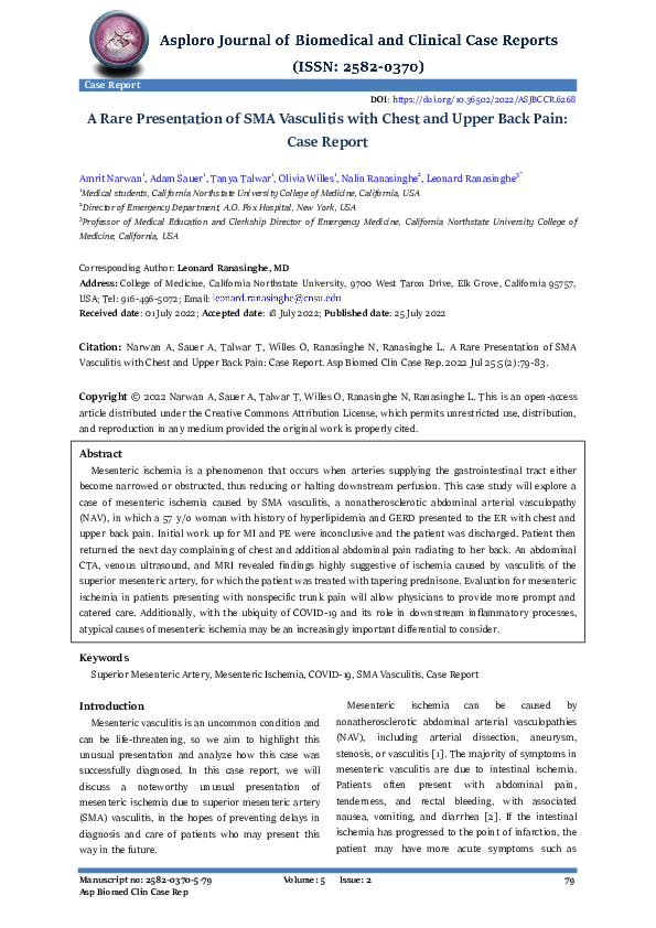 (PDF) A Rare Presentation of SMA Vasculitis with Chest and Upper Back ...