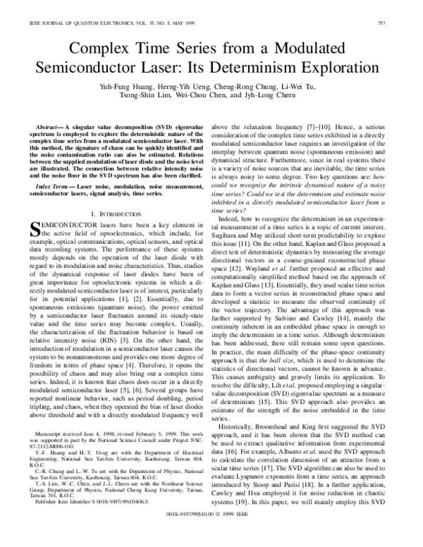 (PDF) Complex time series from a modulated semiconductor laser: its ...