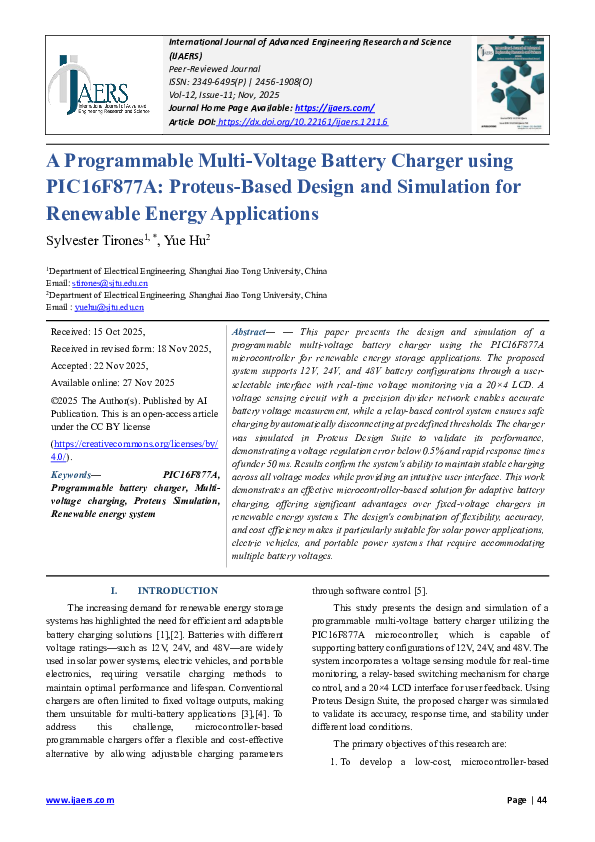 (PDF) A Programmable Multi-Voltage Battery Charger using PIC16F877A ...