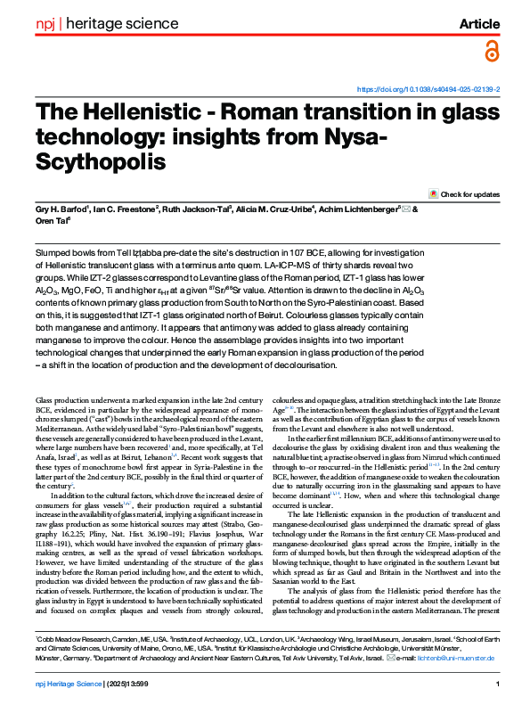 (PDF) The Hellenistic - Roman transition in glass technology: insights ...