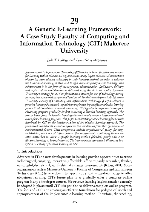 (PDF) A Generic E-Learning Framework: A Case Study Faculty of Computing and Information ...