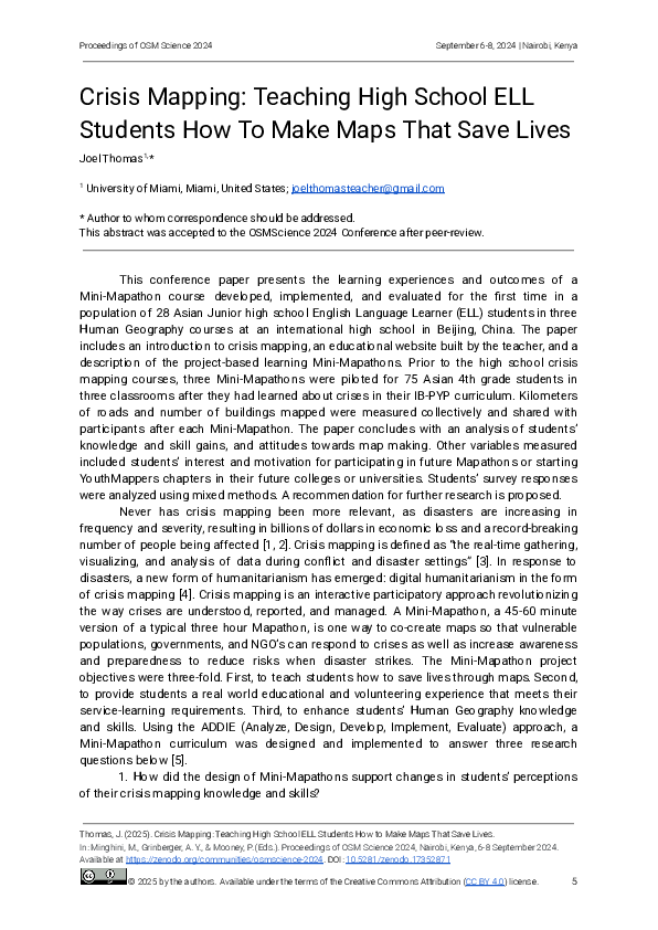 (PDF) Crisis Mapping: Teaching High School ELL Students How To Make ...