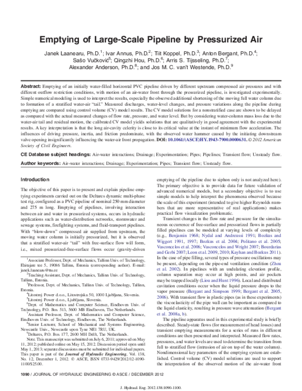 (PDF) Emptying of Large-Scale Pipeline by Pressurized Air