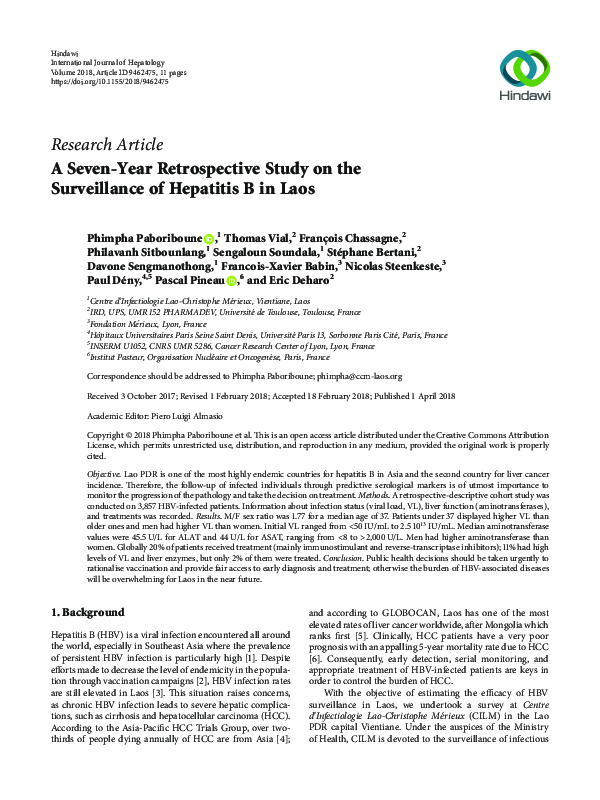 (PDF) A Seven-Year Retrospective Study on the Surveillance of Hepatitis ...