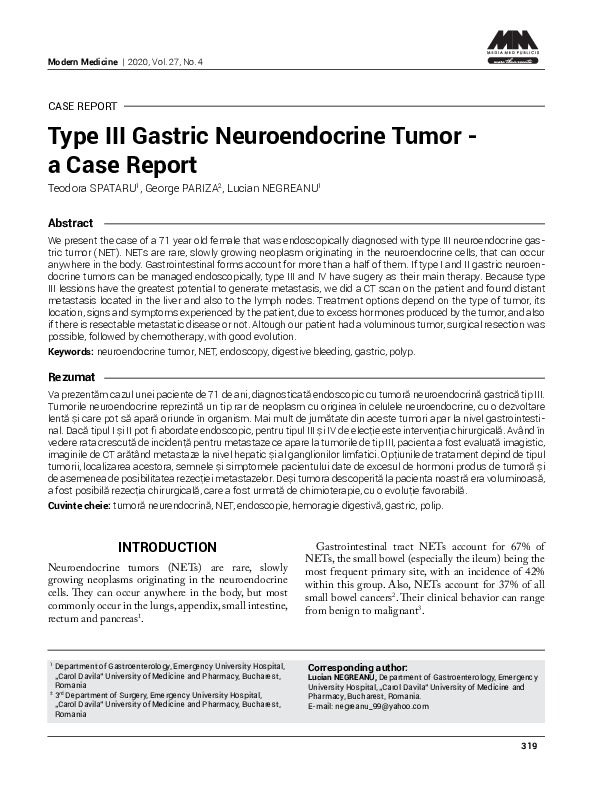 (PDF) Type III gastric neuroendocrine tumor - a case report