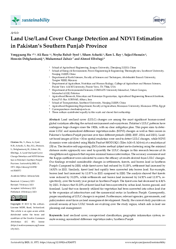 (PDF) Land Use/Land Cover Change Detection and NDVI Estimation in ...