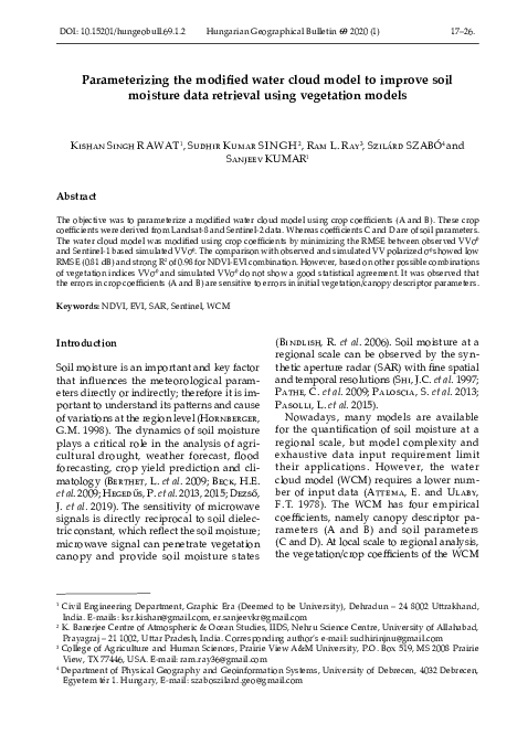 (PDF) Parameterizing the modified water cloud model to improve soil ...
