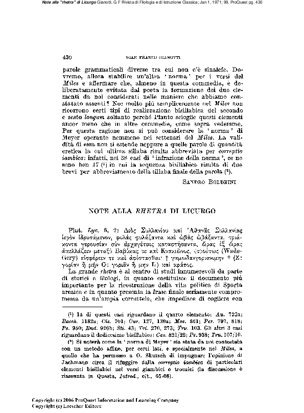 (PDF) Note alla rhetra di Licurgo