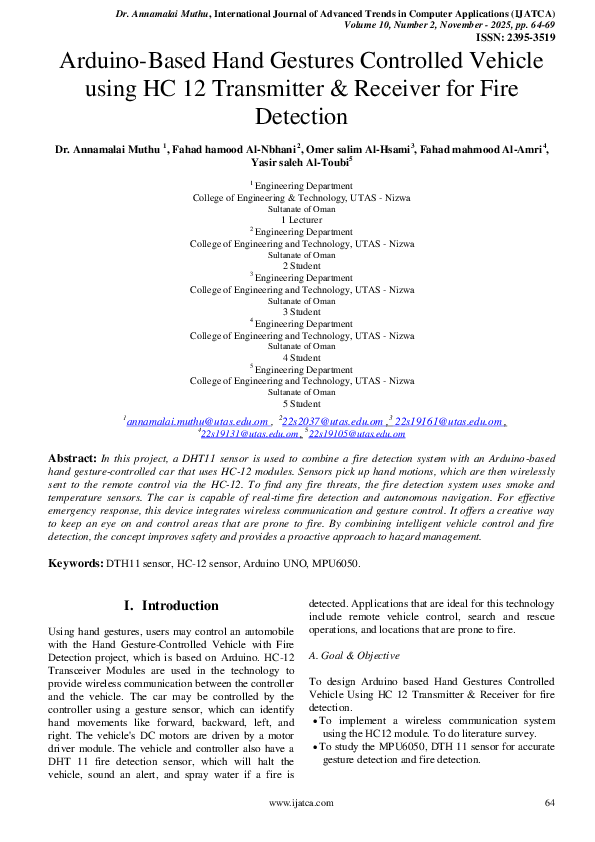 (PDF) Arduino-Based Hand Gestures Controlled Vehicle using HC 12 ...