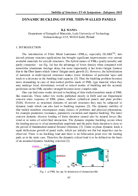 (PDF) Dynamic buckling of FML thin-walled panels