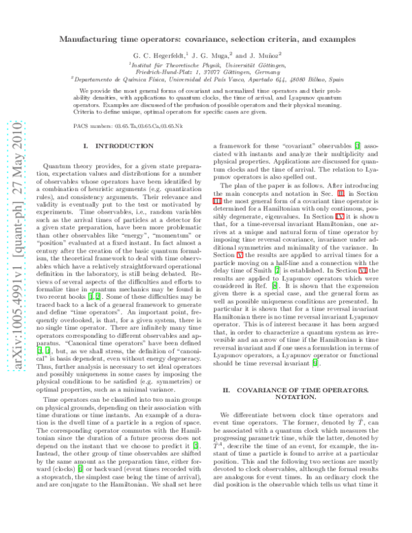 (PDF) Manufacturing time operators: Covariance, selection criteria, and ...