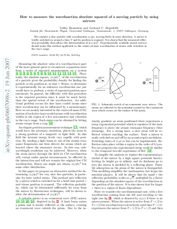 (PDF) How to measure the wave function absolute squared of a moving ...