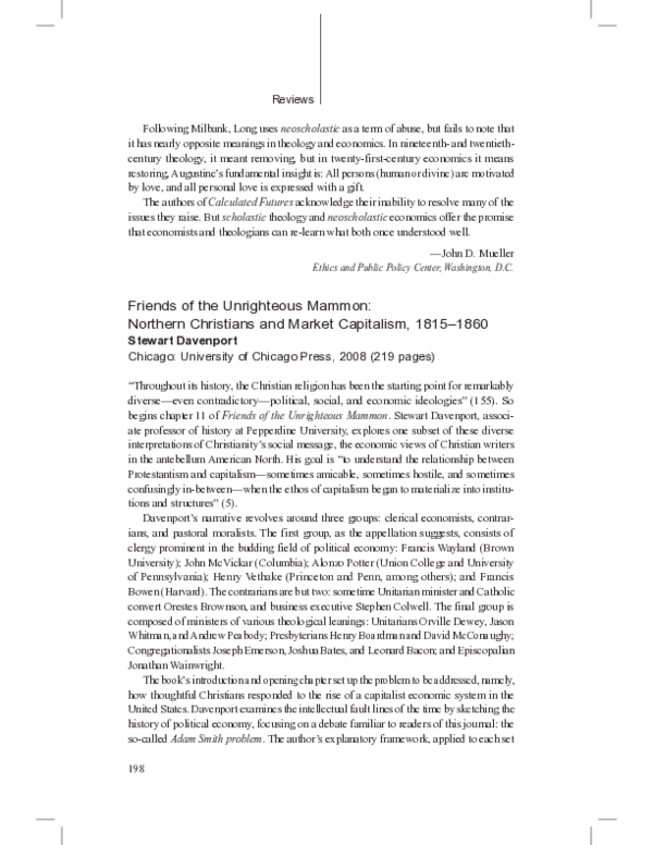 (PDF) Friends of the Unrighteous Mammon
