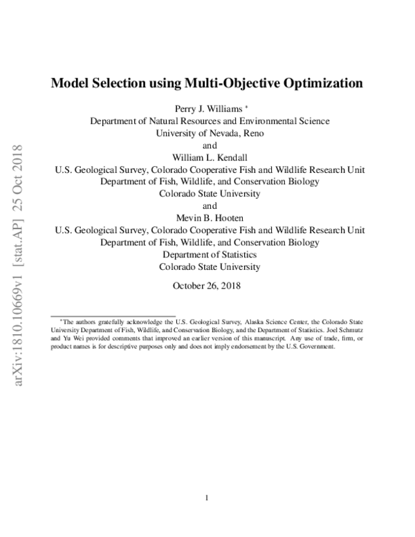 (PDF) Model Selection using Multi-Objective Optimization