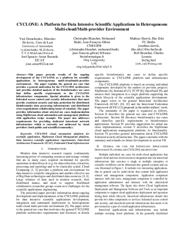 (PDF) CYCLONE: A Platform for Data Intensive Scientific Applications in ...