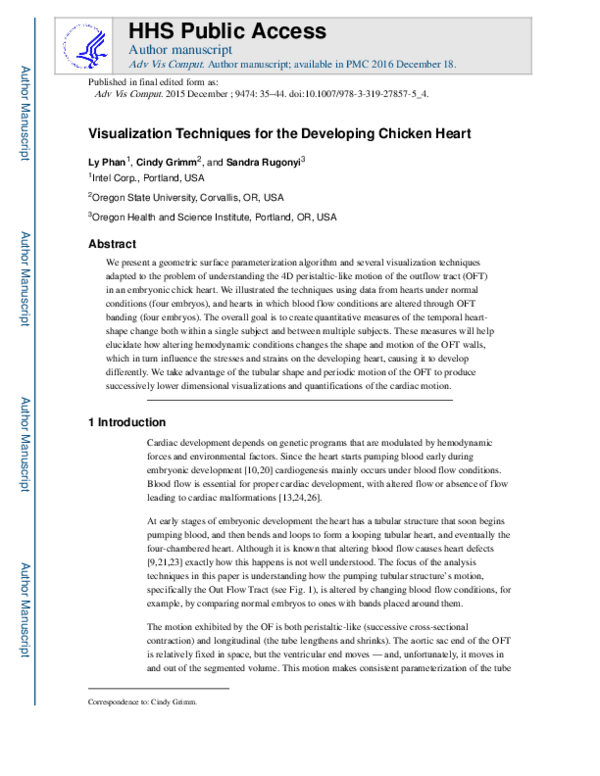 (PDF) Visualization Techniques for the Developing Chicken Heart