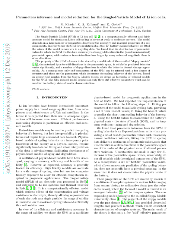 (PDF) Parameters inference and model reduction for the Single-Particle ...