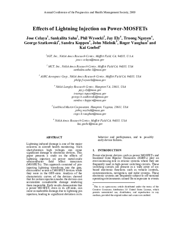 (PDF) Effects of Lightning Injection on Power-MOSFETs