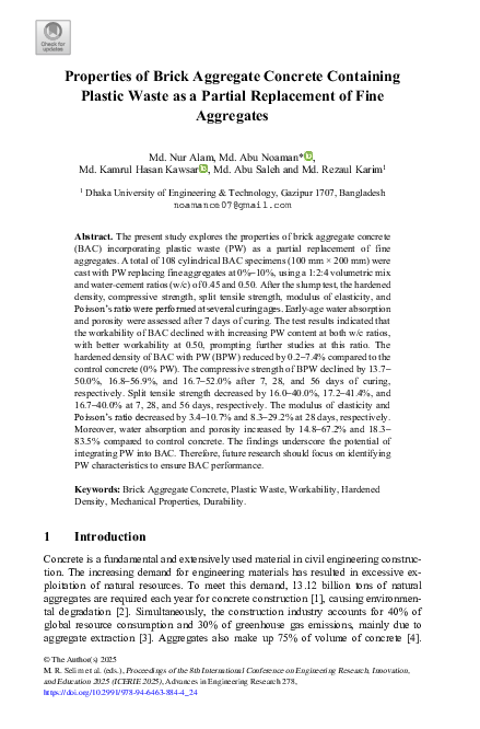 (PDF) Properties of Brick Aggregate Concrete Containing Plastic Waste ...