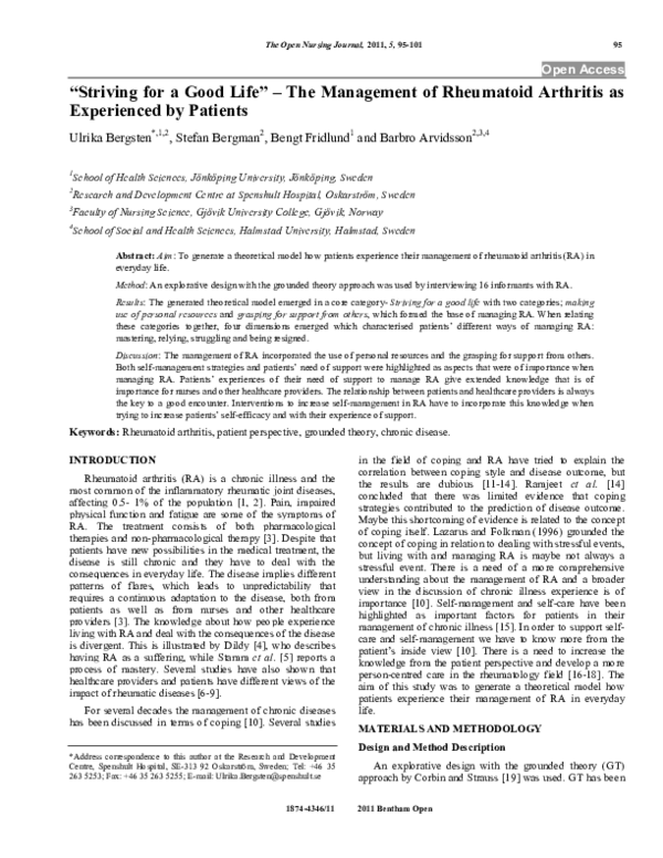 (PDF) Striving for a good life" - the management of rheumatoid ...