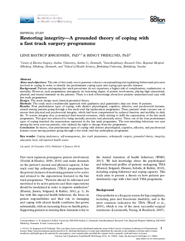 (PDF) Restoring integrity-A grounded theory of coping with a fast track ...