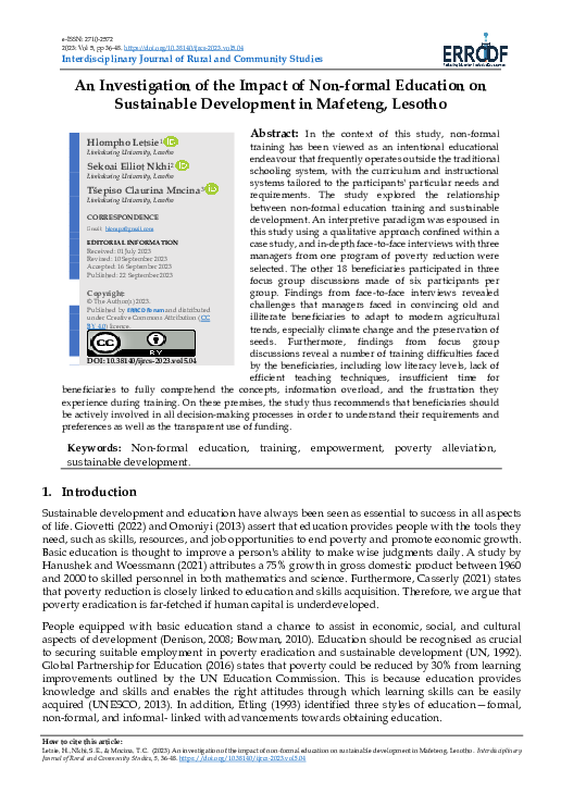 (PDF) An investigation of the impact of non-formal education on ...