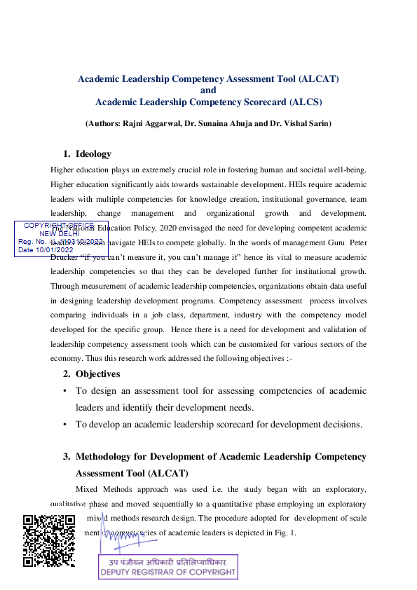 (PDF) Academic Leadership Competency Assessment Tool (ALCAT) and ...