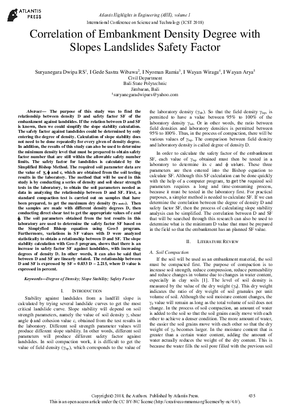 (PDF) Correlation of Embankment Density Degree with Slopes Landslides ...