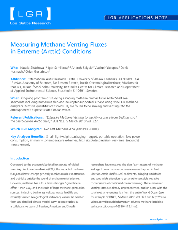 (PDF) Measuring Methane Venting Fluxes in Extreme (Arctic) Conditions