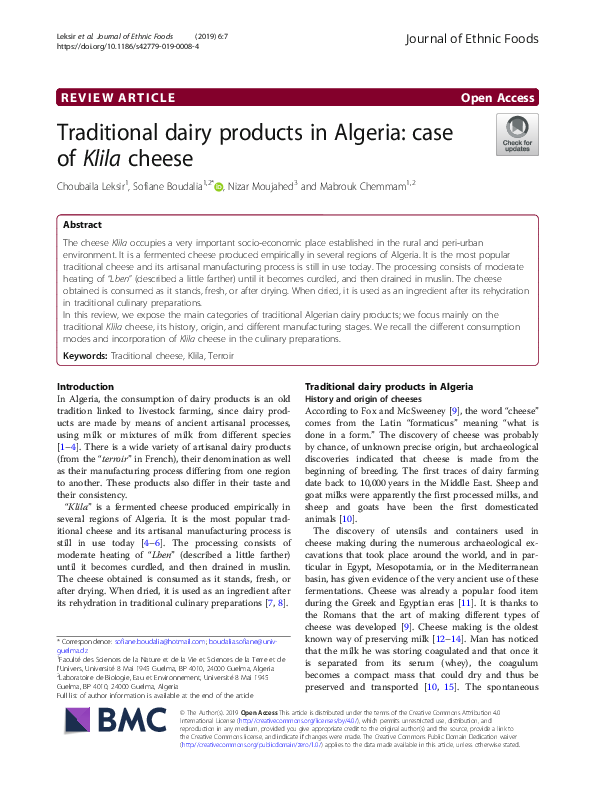 (PDF) Traditional dairy products in Algeria: case of Klila cheese
