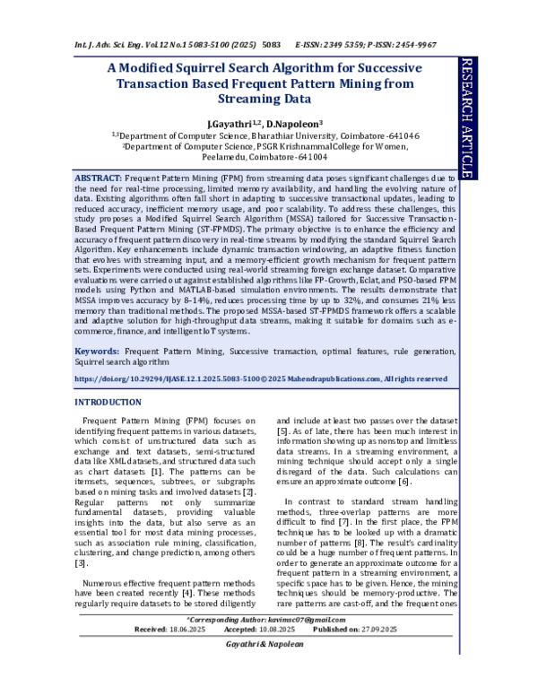 (PDF) A Modified Squirrel Search Algorithm for Successive Transaction ...