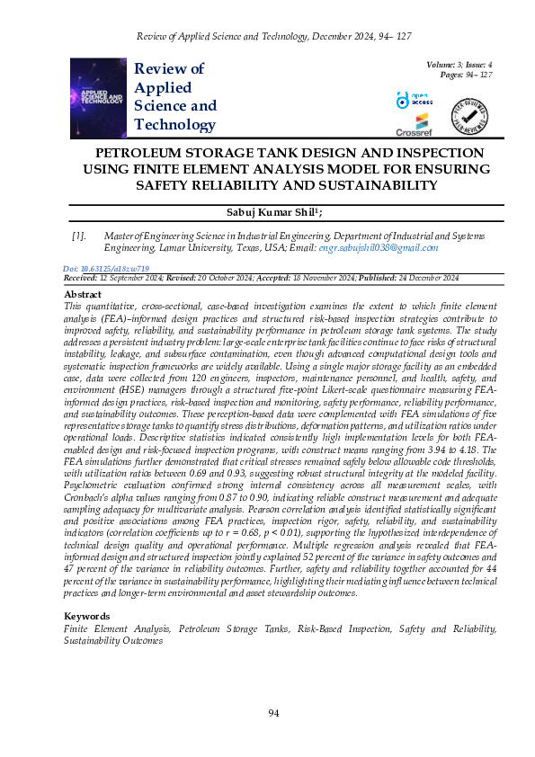 (PDF) PETROLEUM STORAGE TANK DESIGN AND INSPECTION USING FINITE ELEMENT ...