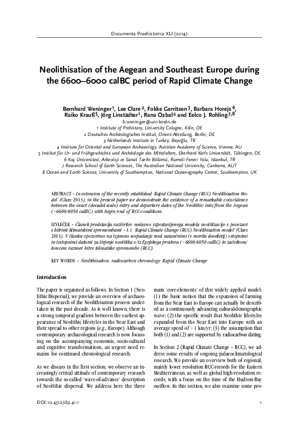 (PDF) 1Documenta Praehistorica XLI (2014) Neolithisation of the Aegean ...