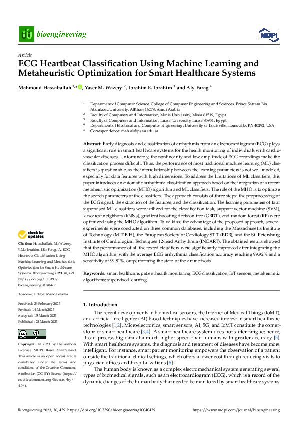 (PDF) ECG Heartbeat Classification Using Machine Learning and ...