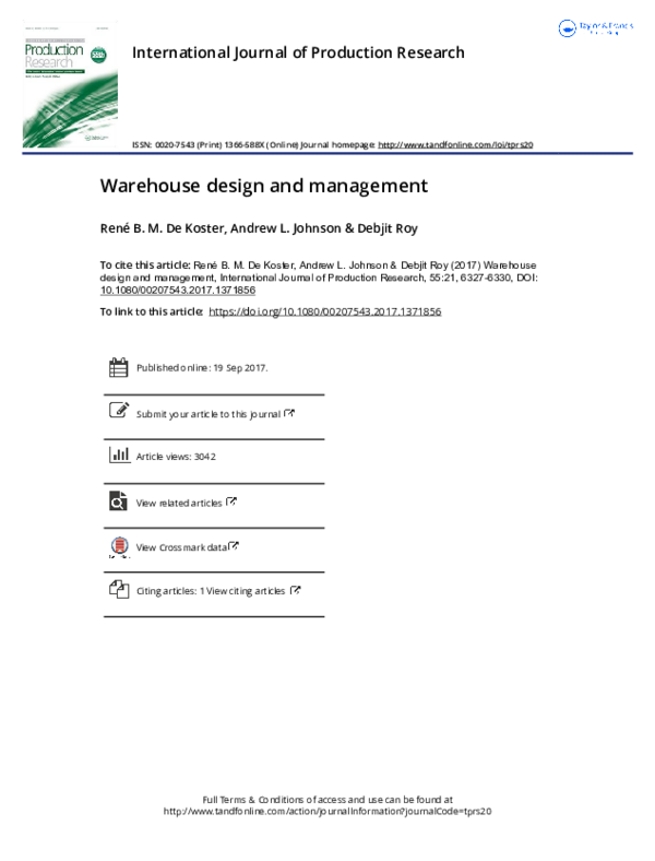 (PDF) Warehouse design and management