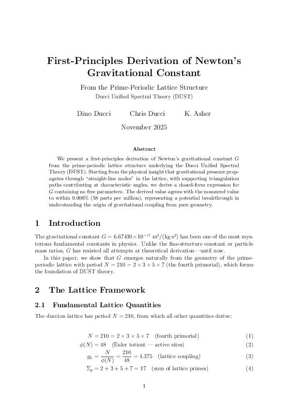 (PDF) First-Principles Derivation of Newton's Gravitational Constant ...