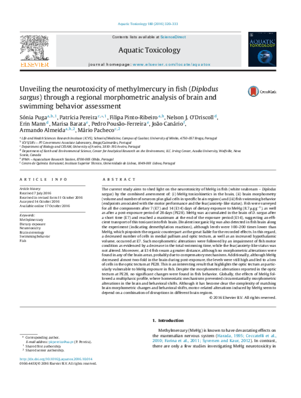 (PDF) Unveiling the neurotoxicity of methylmercury in fish ( Diplodus ...