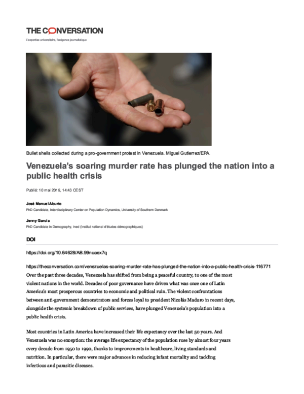(PDF) Venezuela’s soaring murder rate has plu...the nation into a ...