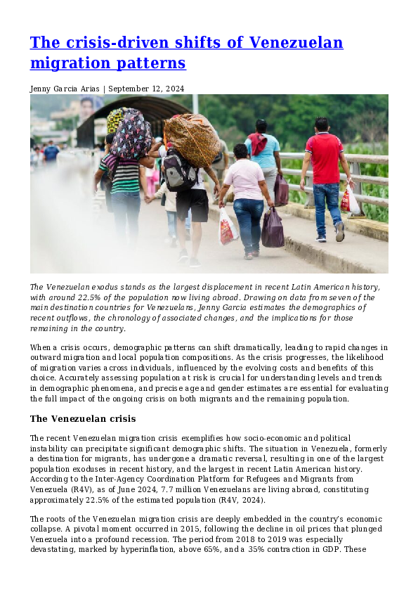 (PDF) The crisis-driven shifts of Venezuelan migration patterns