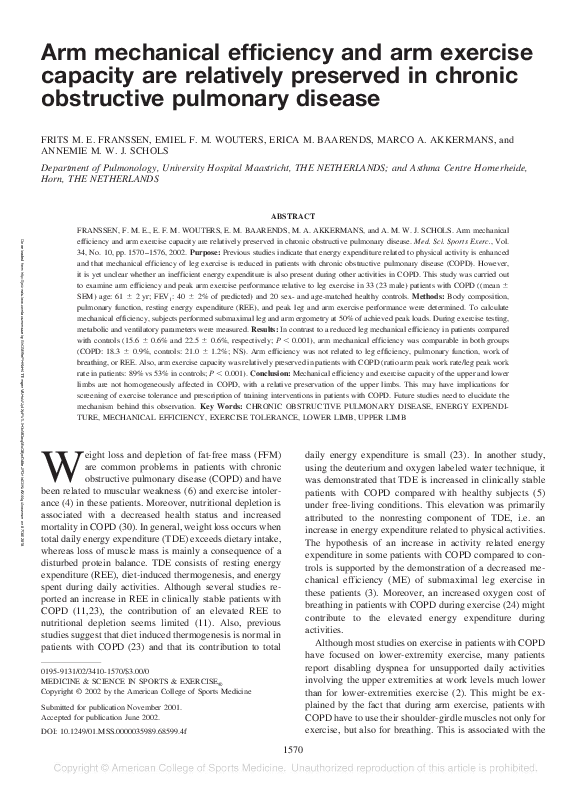(PDF) Arm mechanical efficiency and arm exercise capacity are ...