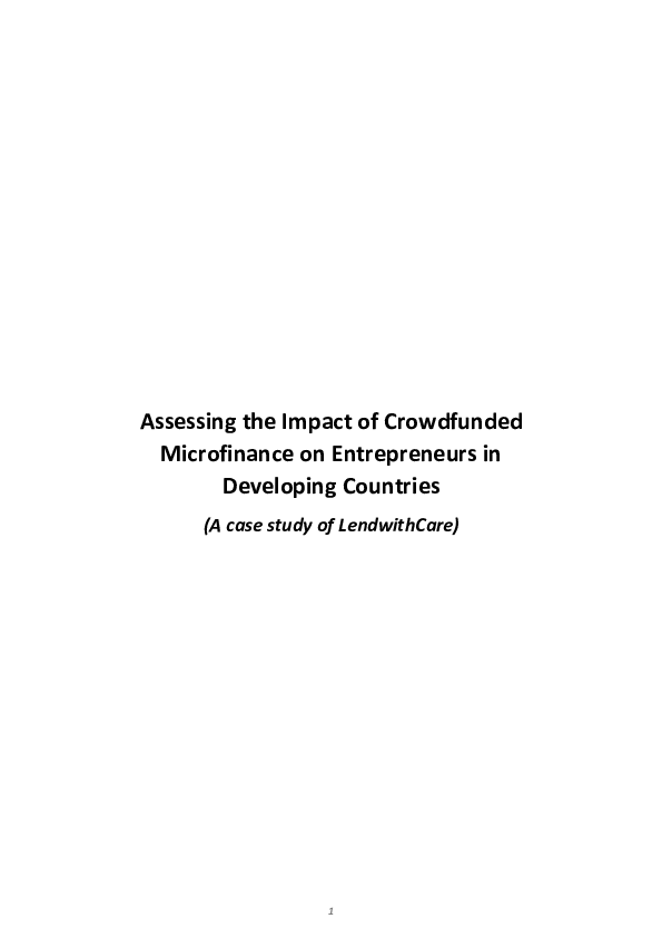 (PDF) Assessing the Impact of Crowdfunded Microfinance on Entrepreneurs ...