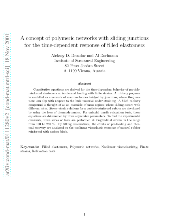 (PDF) A concept of polymeric networks with sliding junctions for the ...