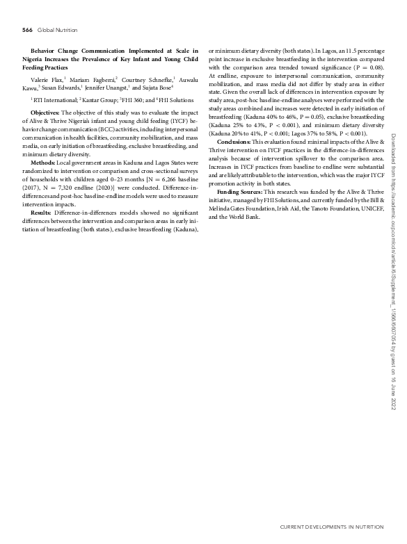 (PDF) Behavior Change Communication Implemented at Scale in Nigeria Increases the Prevalence of ...