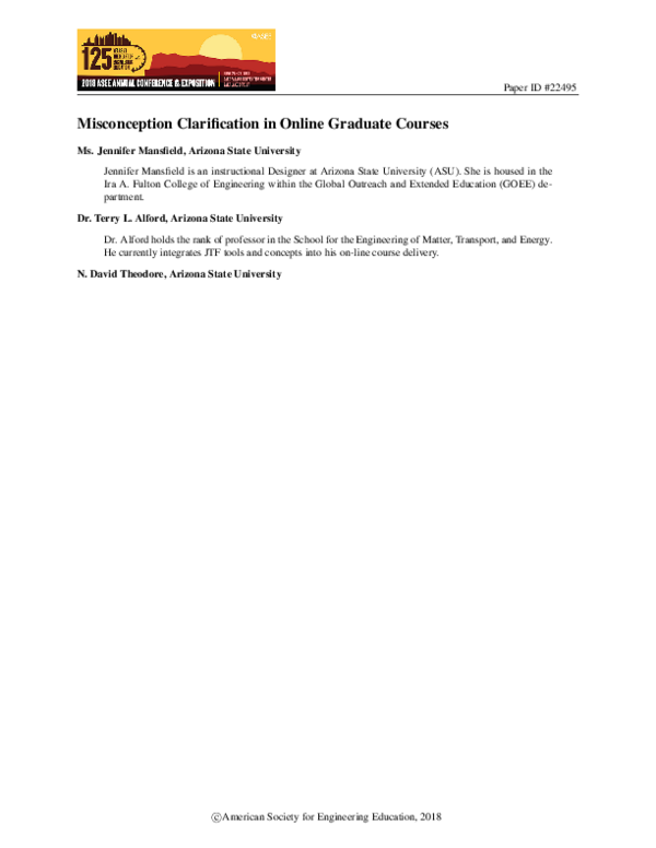 (PDF) Misconception Clarification in Online Graduate Courses