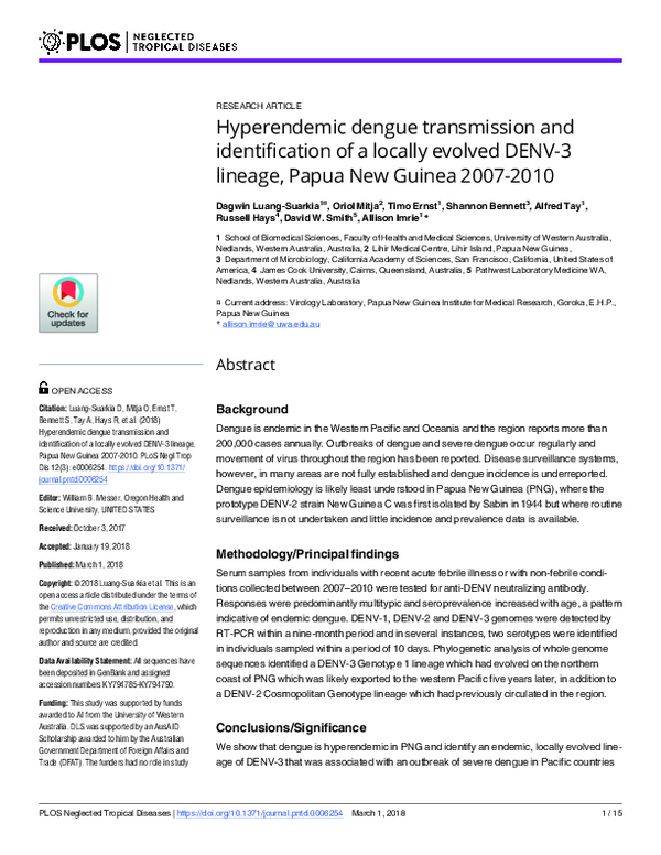 (PDF) Hyperendemic dengue transmission and identification of a locally ...