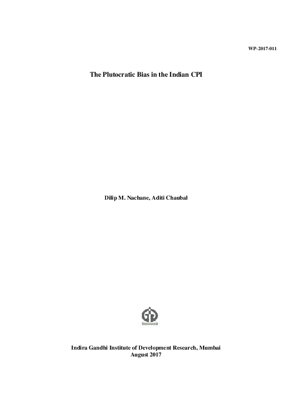 (PDF) The plutocratic bias in the Indian consumer price index