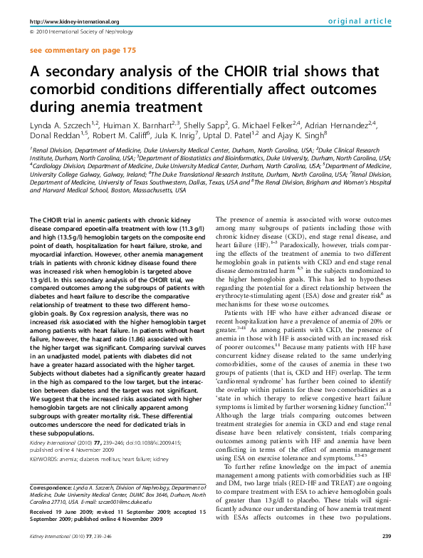 (PDF) A secondary analysis of the CHOIR trial shows that comorbid ...