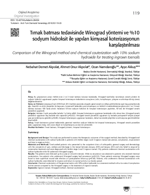 (PDF) Comparison of the Winograd method and chemical cauterization with ...