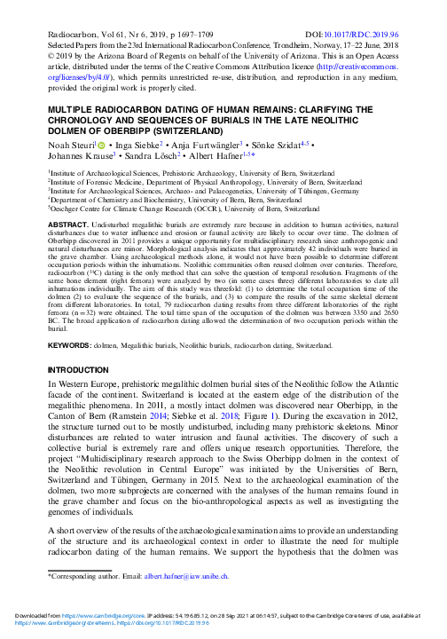 (PDF) Multiple Radiocarbon Dating of Human remains: Clarifying the ...